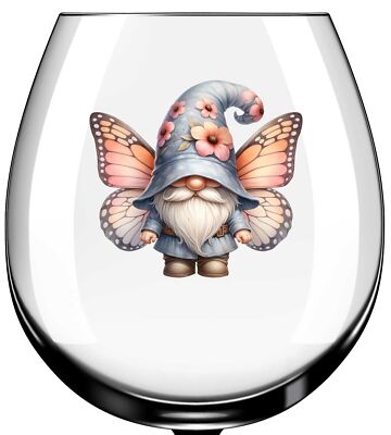 x12 Pastel Butterfly Gnome Gonk glass vinyl decal stickers Colour vb878 ...
