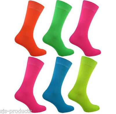 Pair of Womens/Ladies BRIGHT NEON SOCKS Fancy Dress Various Colours ...