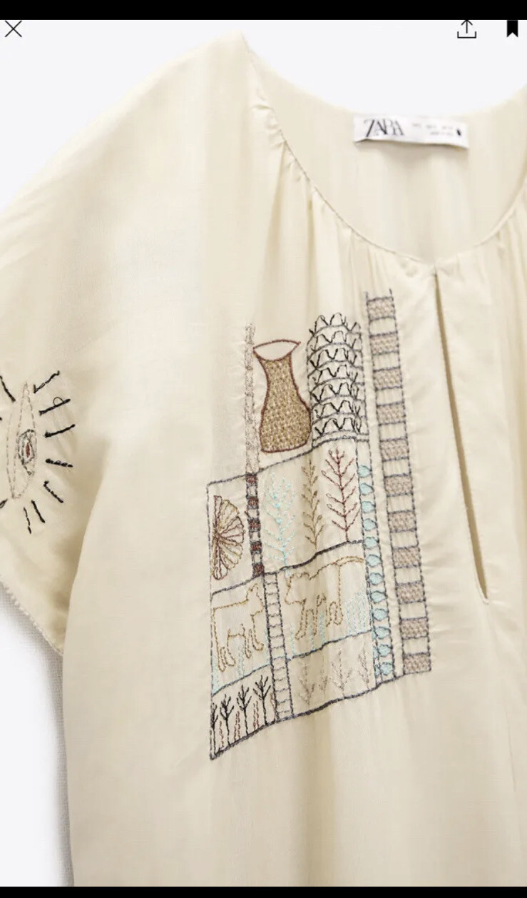 ZARA WOMAN SS23 EMBROIDERED DRESS LIMITED EDITION VANILLA 7521/059 Size ...