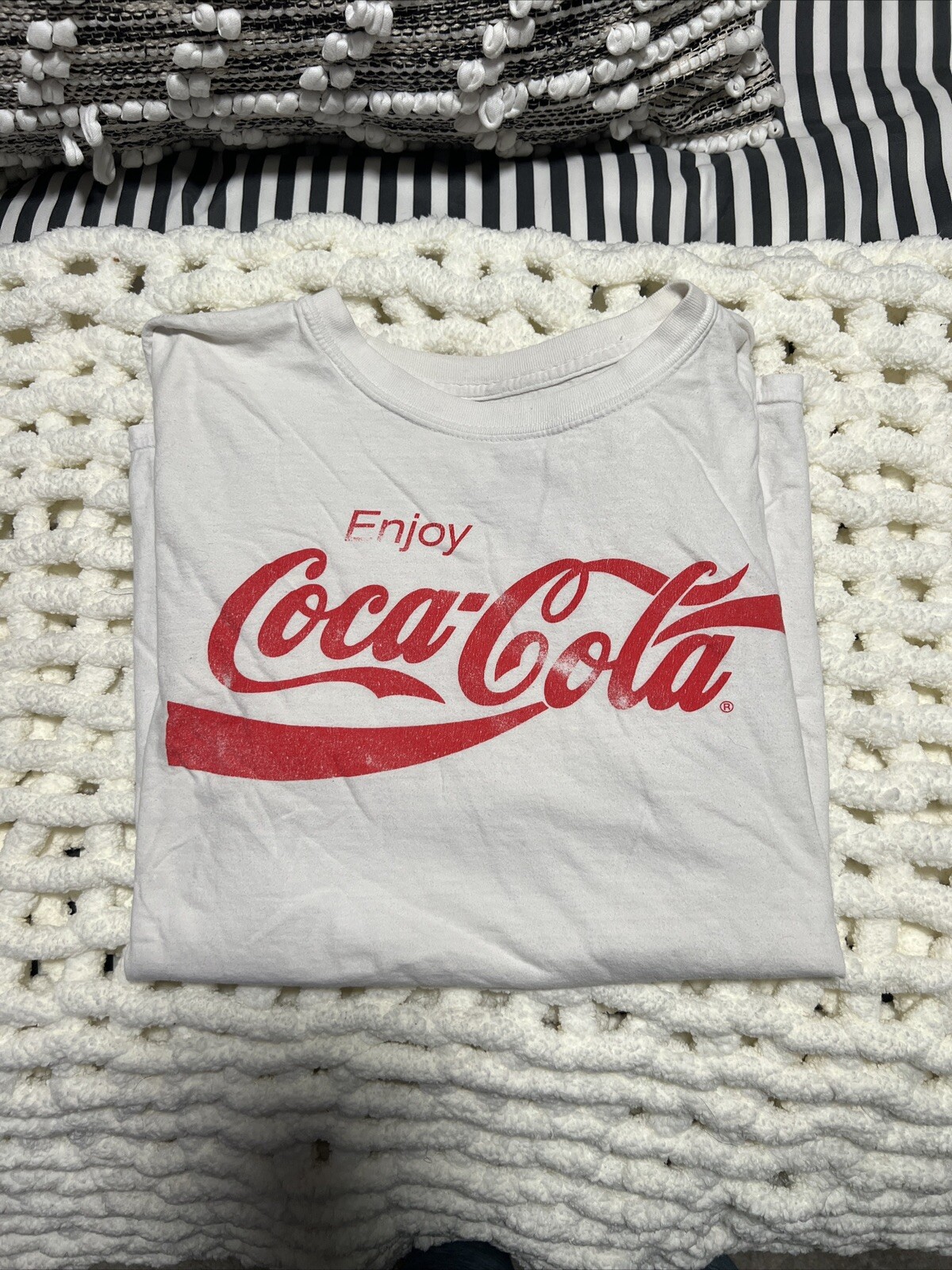 Coke Coca Cola Tee Shirt Classic Spell Out Logo White… - Gem