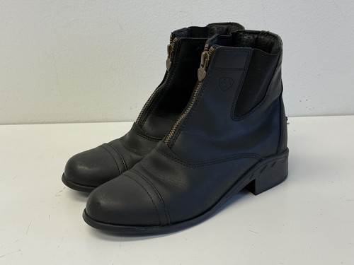 Ariat Kids Scout Zip Paddock Boots Black Leather Zip Up Riding Western ...
