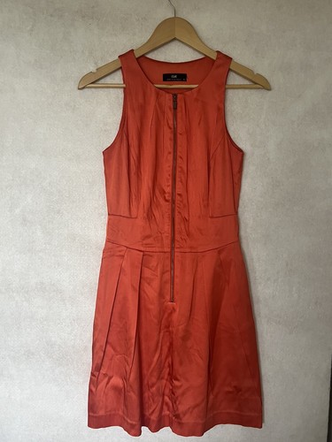 CUE Orange Shift Dress Size 6 Sleeveless Zip Up Front Lined With ...
