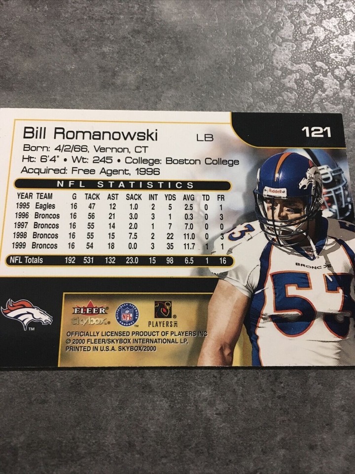 Bill Romanowski Broncos 2000 Skybox #121 | eBay