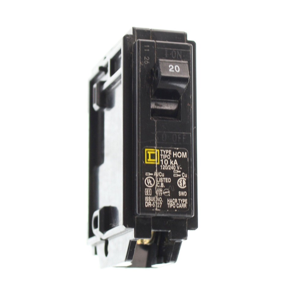 Square D HOM120 Homeline Single Pole 20Amp 240v Circuit Breaker ...