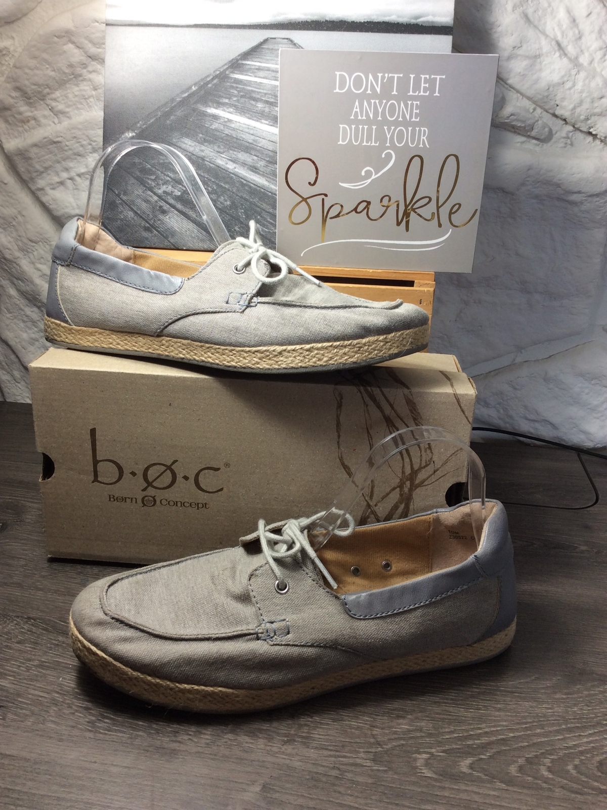 BOC Gray Canvas Logo Arch LaceUp Espadrille Flats Deck Shoes 10 ...