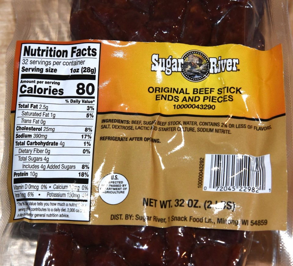 ORIGINAL Beef Stick Ends/Pieces BULK 4 Pounds (2x 2 lbs) Sugar River ...