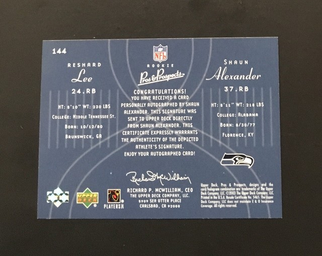 2003 Upper Deck Pros & Prospects - #144 ReShard Lee, Shaun Alexander ...