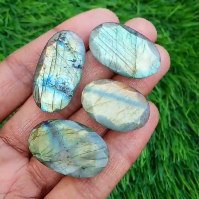 4 Piece Top Quality Natural Multi Labradorite Faceted Cut Gemstone 21 ...