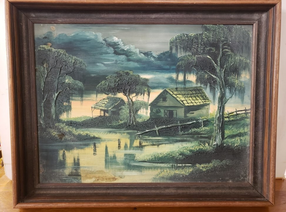 Swamp Scene Paintings Lot American School , 19th Century, Swamp