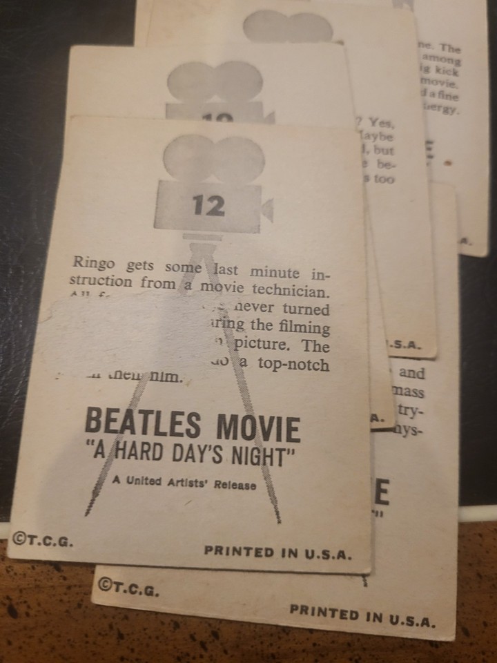 15 COUNT BEATLES PHOTO CARDS "A HARD DAY'S NIGHT" MOVIE, Good Condition ...