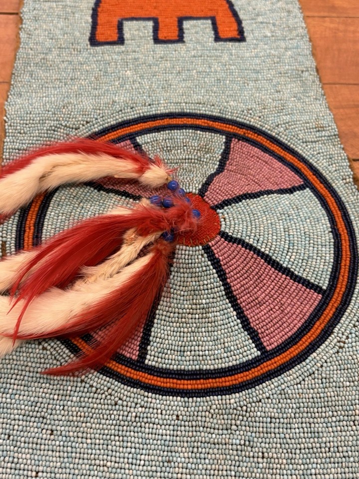 Antique Native American Plateau Beaded Blanket Strip Pinwheel Design ...