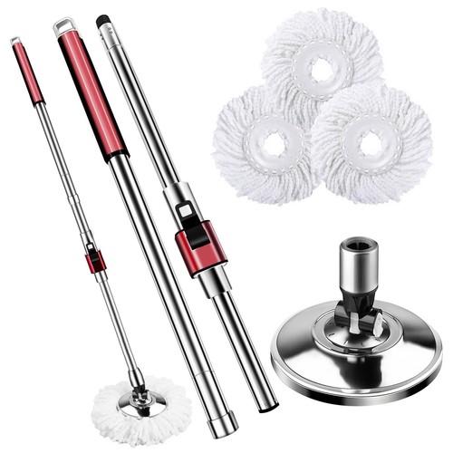 Spin Mop Replacement Handle, 360 Swivel Adjustable, 2 Reinforced ...