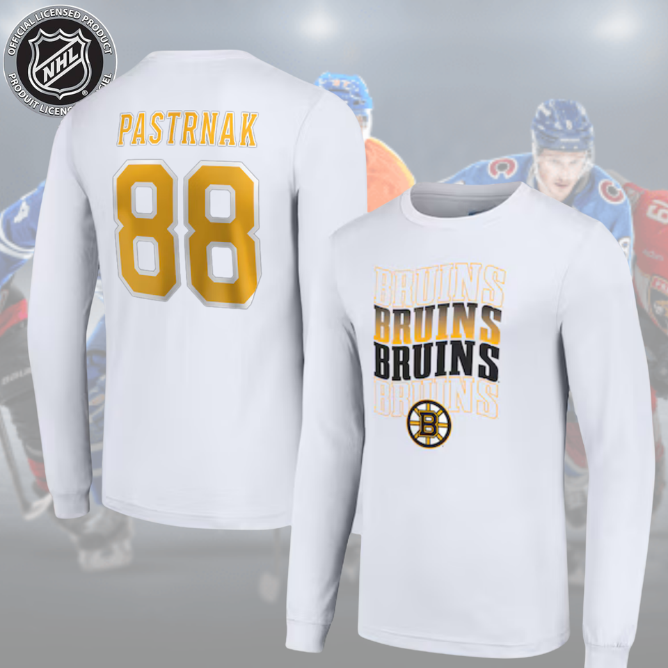FASTSHIP! David Pastrnak #88 Boston Bruins Name & Number Long Sleeve ...