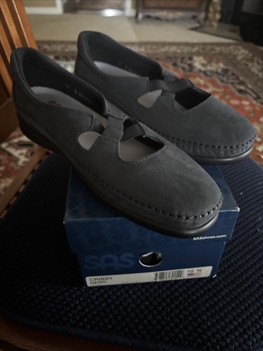 New In Box SAS Crissy Womens Size 10N Narrow Width Nero Leather Slip On ...