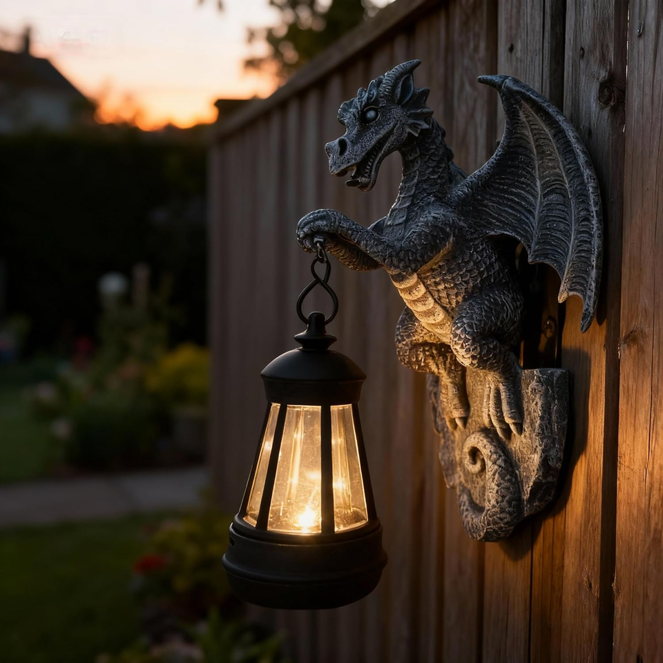 Large Solar Dragon Statue for Outdoor - Halloween Garden Decor with ...