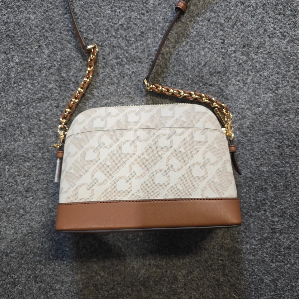 Michael Kors Crossbody Women Off White Beige Jet Set Dome Logo Canvas ...