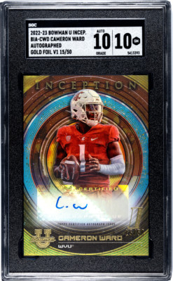 2022 Bowman U Inception Cam Cameron Ward Gold Foil Auto /50 SGC 10 / 10 ...
