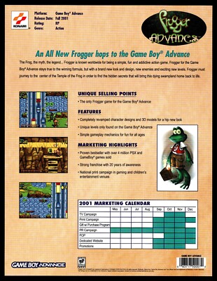 FROGGER ADVANCE 2001 Konami Nintendo Game Boy Advance GBA Promo Print ...