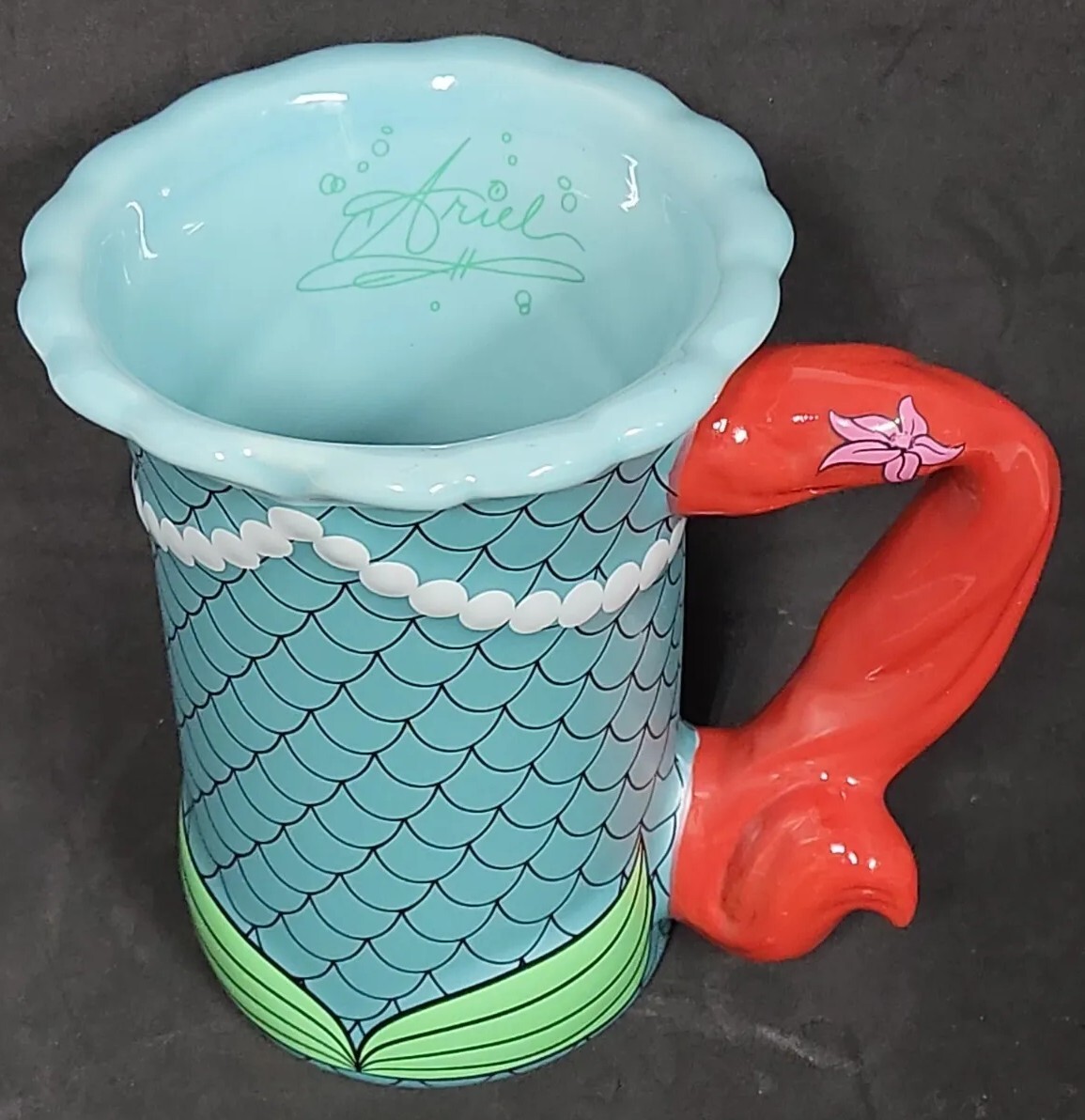DISNEY PARKS Little Mermaid Princess Ariel Signature 3D Coffee Mug Cup ...