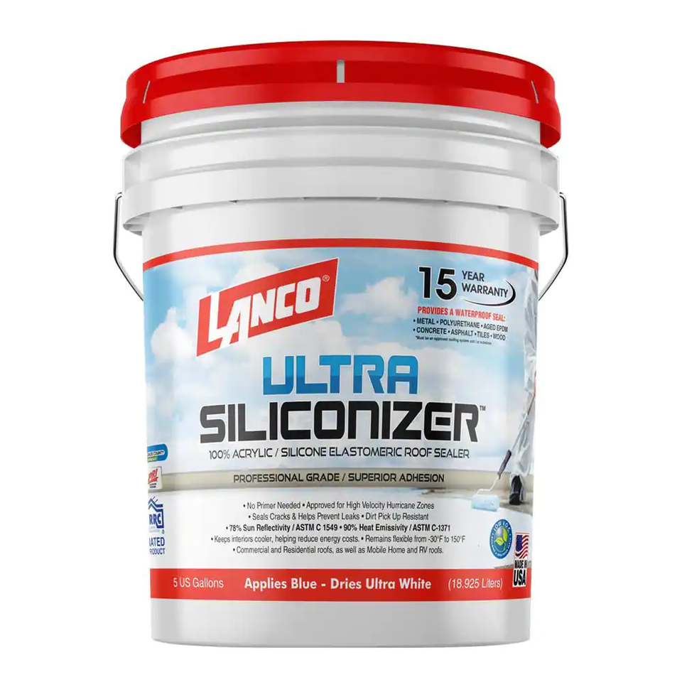 Ultra Siliconizer 5 Gal. 100% Acrylic Elastomeric White Reflective Roof ...