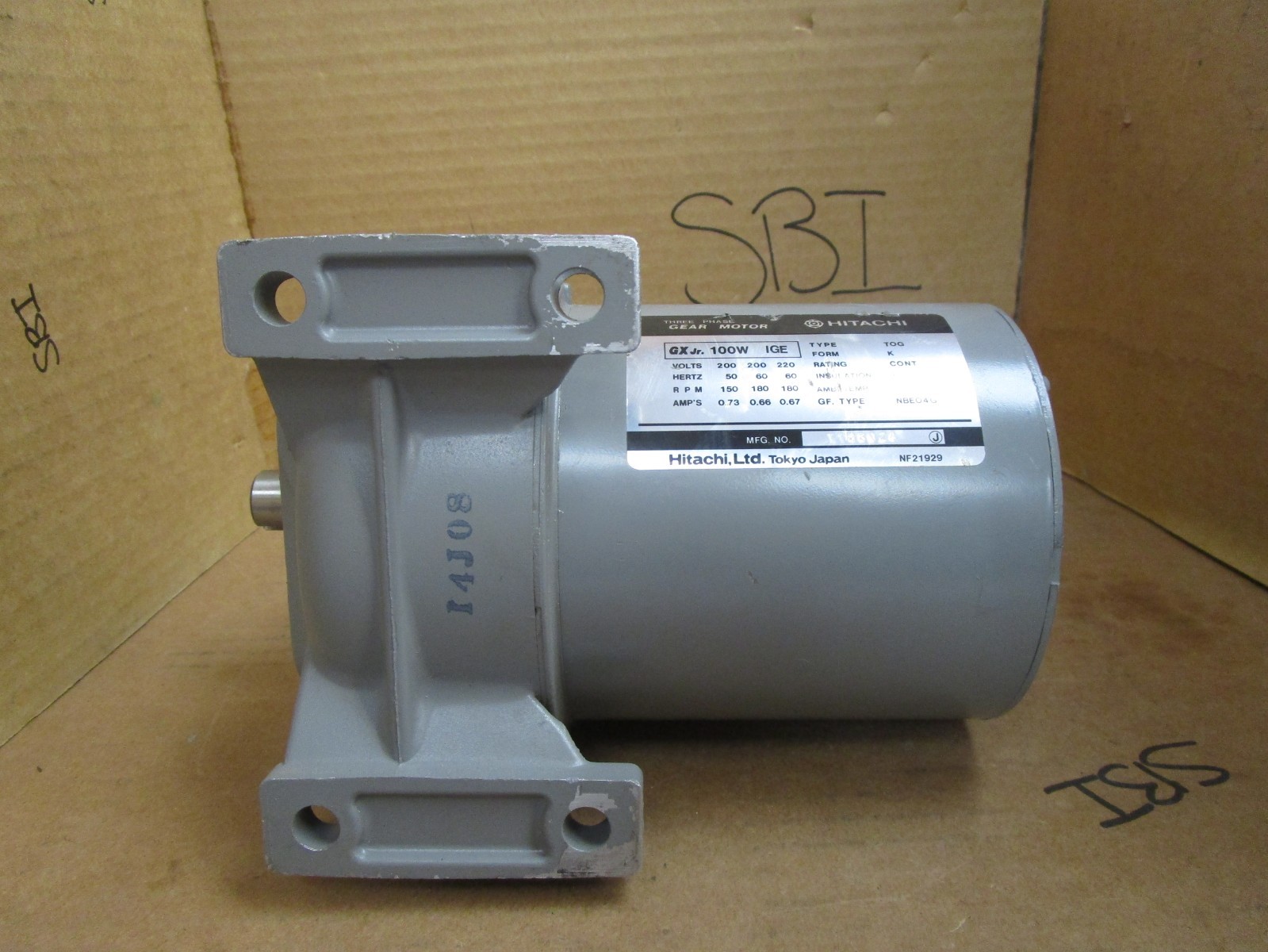 Hitachi 3PH Gear motor GX Jr. 100W IGE 200/220 Volt 150/180 RPM New | eBay