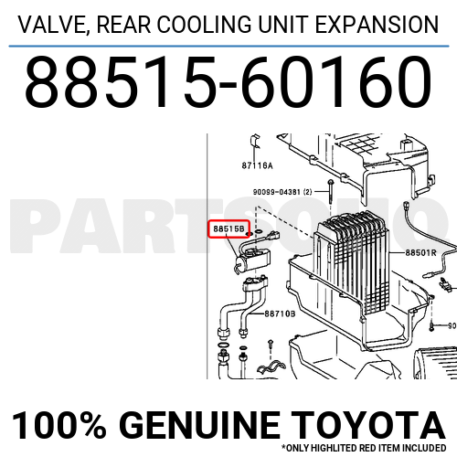 8851560160 Genuine Toyota VALVE, REAR COOLING UNIT EXPANSION 88515 ...