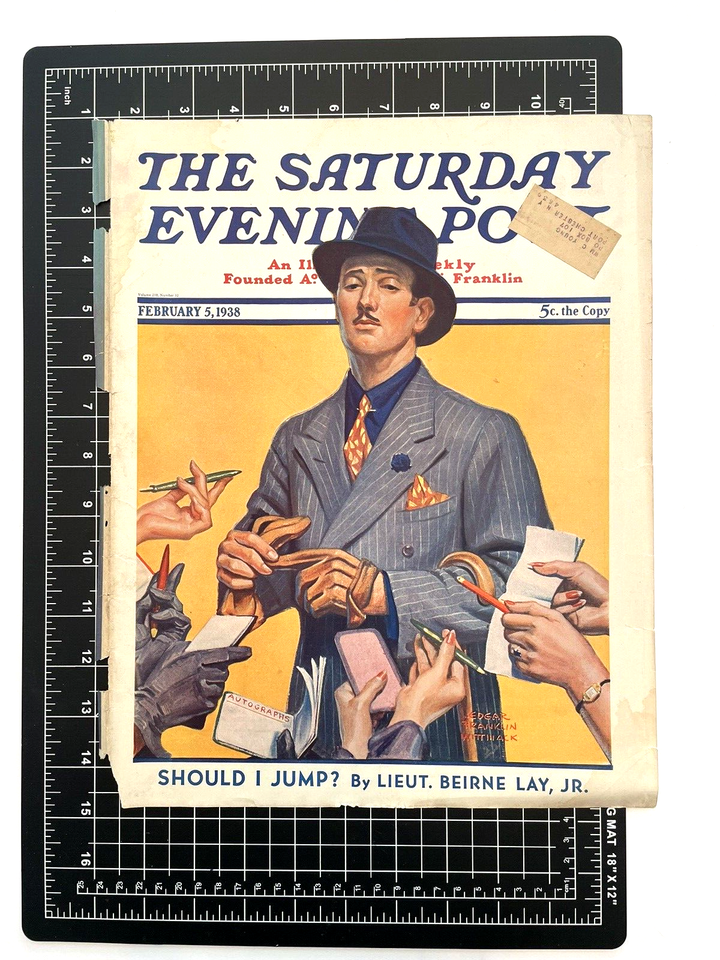 Saturday Evening Post Feb 5 1938 COVER Art Movie Idol Edgar Franklin ...