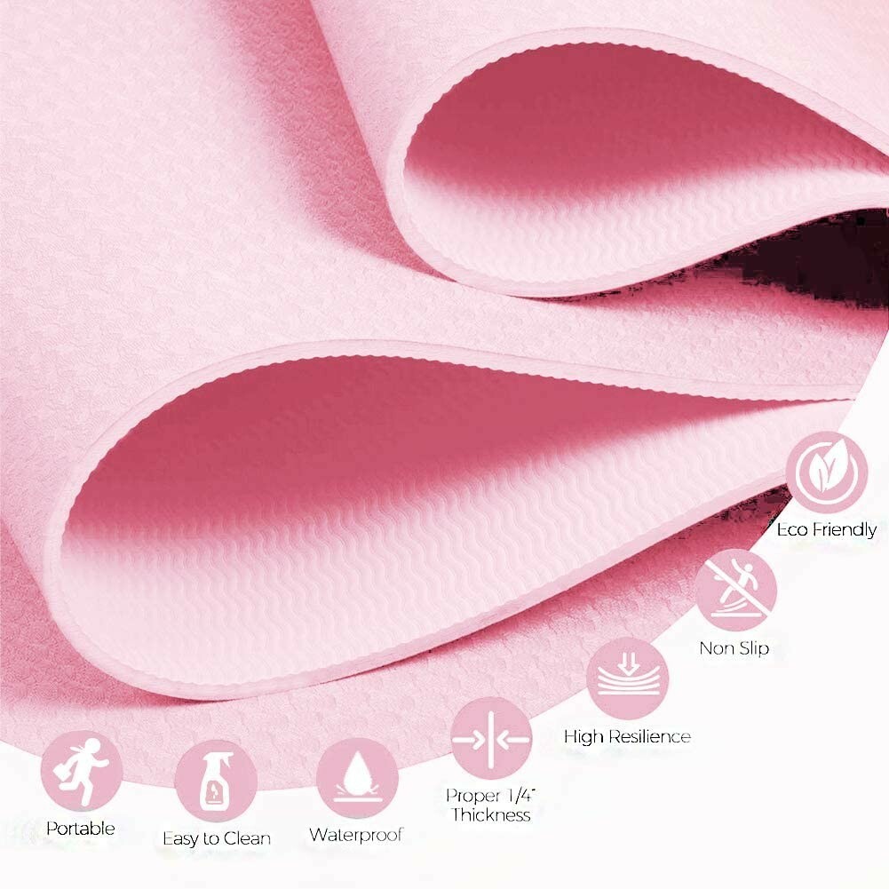 Yoga Mat for Women Yoga Lovers Exercise Gym Mat Non Slip With Carry ...