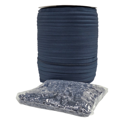 Navy Blue Continuous Zip Chain No.5 Zipper & Autolock Sliders Very High ...
