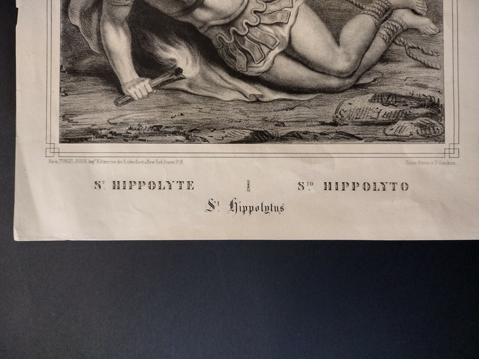 Saint Hippolytus Patron of Jailers Custody Agents Antique Print | eBay