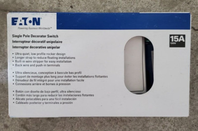 *BUNDLE* EATON 7501W Single Pole Decorator Rocker Switch - White 10pc ...