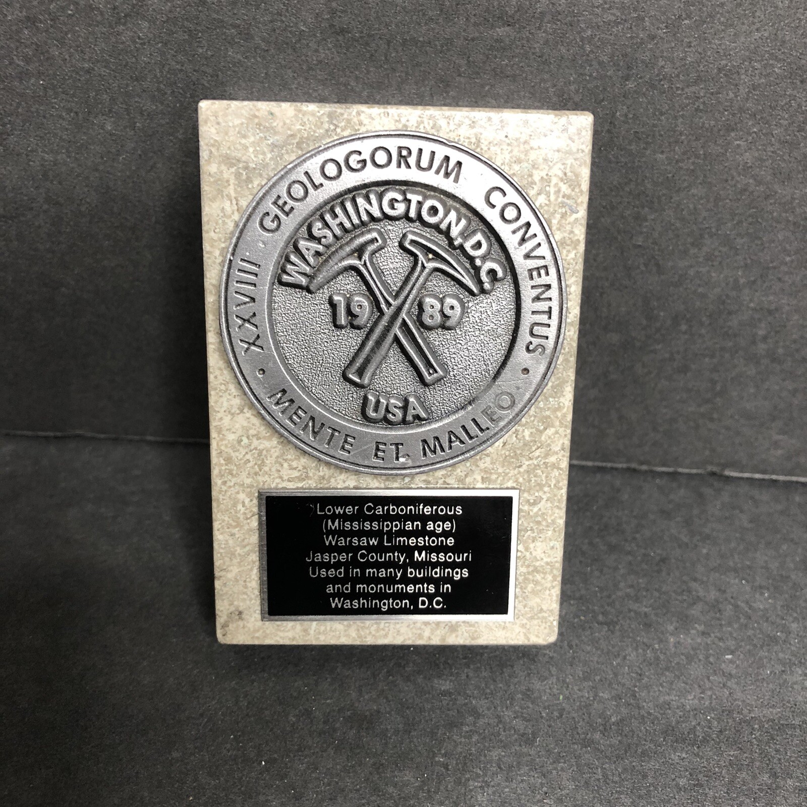 Army Corp of Engineers Washington DC Paperweight Geologorum Conventus ...