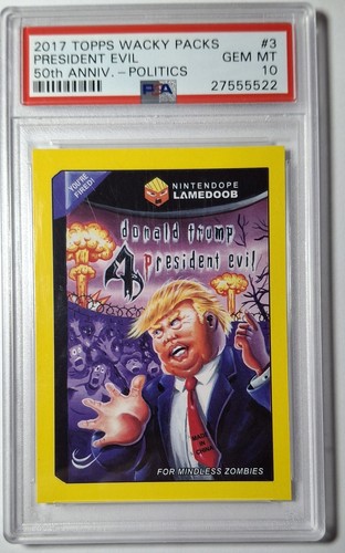 2017 Wacky Packs Donald Trump President Evil Yellow Border Sticker Gem ...