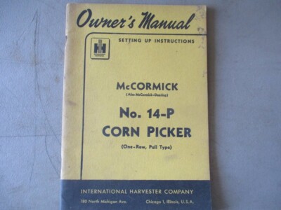 Original Vintage International Harvester Model 14-P Corn Picker Dated ...