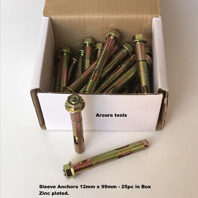 Concrete wall Fasteners Sleeve anchors 12mm x 99mm - 25pc Box -NEW ...