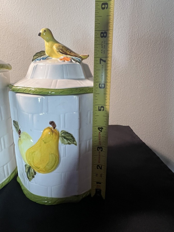 Vintage Lefton Bird/Pear Canister Jar Set of 2 w Lids•Hand Painted ...