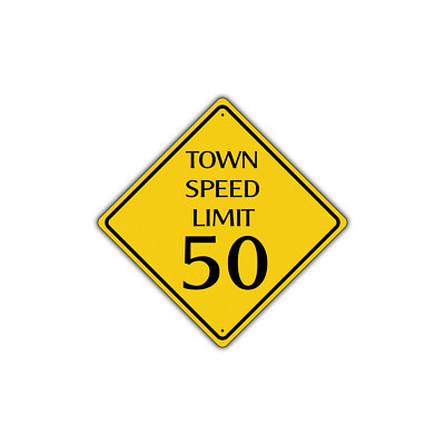Town Speed Limit 50 MPH Road Traffic Wall Art Decor Aluminum Metal Sign ...