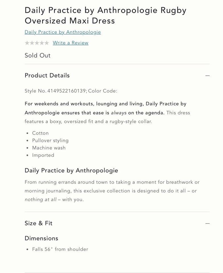 NWT ANTHROPOLOGIE DAILY PRACTICE STRIPED KNIT RUGBY OVERSIZE MAXI DRESS ...