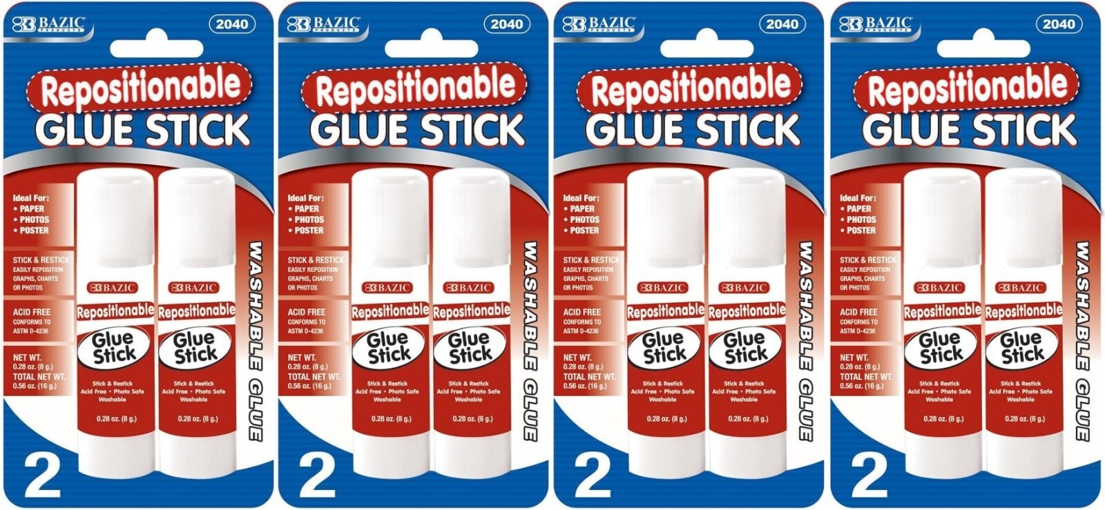 Repositionable Glue Sticks [8-Pack / Washable] Ideal for Paper/Photos ...