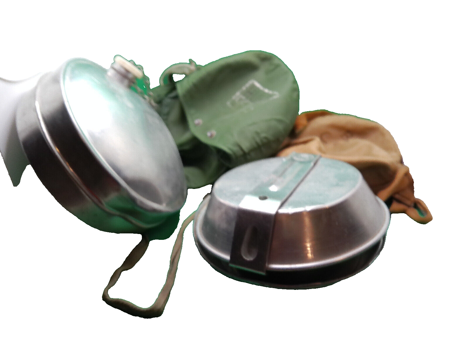 BSA Boy Scouts lot 2 canteen pots pan set with covers metal water flask ...