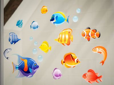 Tropical Fish Double-Sided Window Cling Stickers | eBay UK