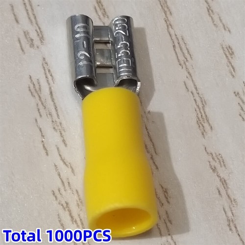 1000pcs Female Insulated 6.3mm Spade Terminal 12-10AWG Wire Crimp ...