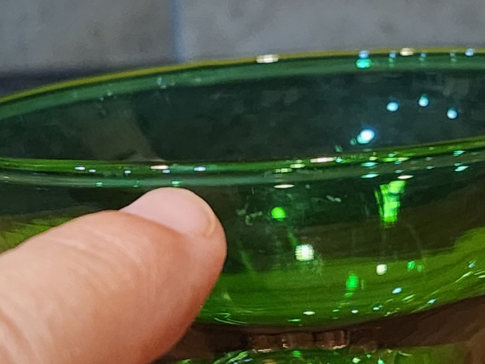 3-Vintage Anchor Hocking Forest Green Champaign/ Sherbet Glasses Burple ...