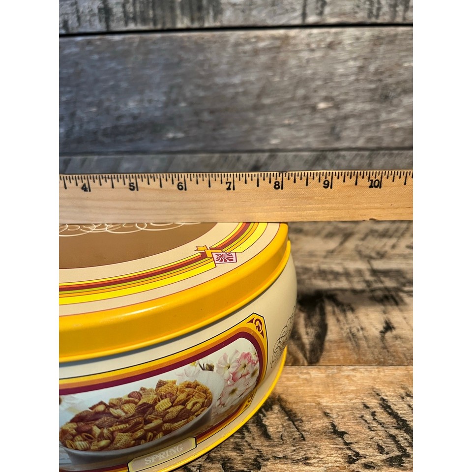 Chex Party Mix Tin General Mills Yellow Lid Round Vintage Snack ...