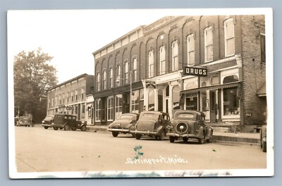 SPRINGPORT MI VINTAGE REAL PHOTO POSTCARD RPPC STREET SCENE | eBay