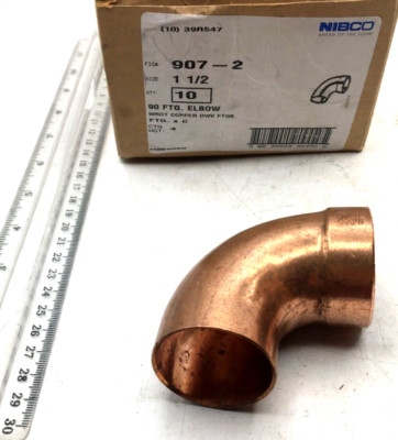 Nibco Lot of 8 Wrot Copper DWV Street Elbow 90°, 1-1/2" 39R547 | eBay