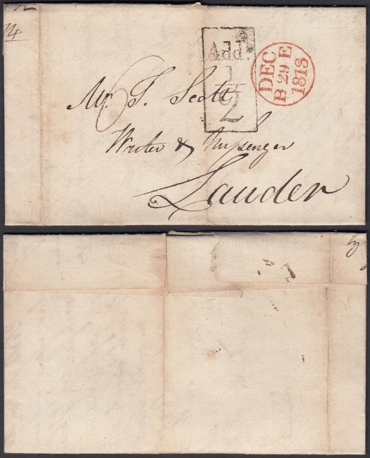 Great Britain 1813-Precursor to Lauder from Edinburg...(6G-23676) MV ...