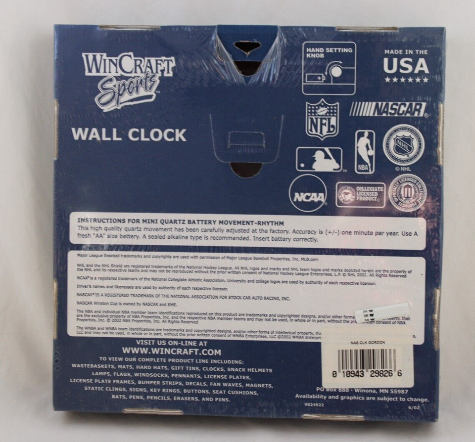Vintage Wincraft Jeff Gordon Wall Clock #24 Dupont Nascar New 2002 USA ...