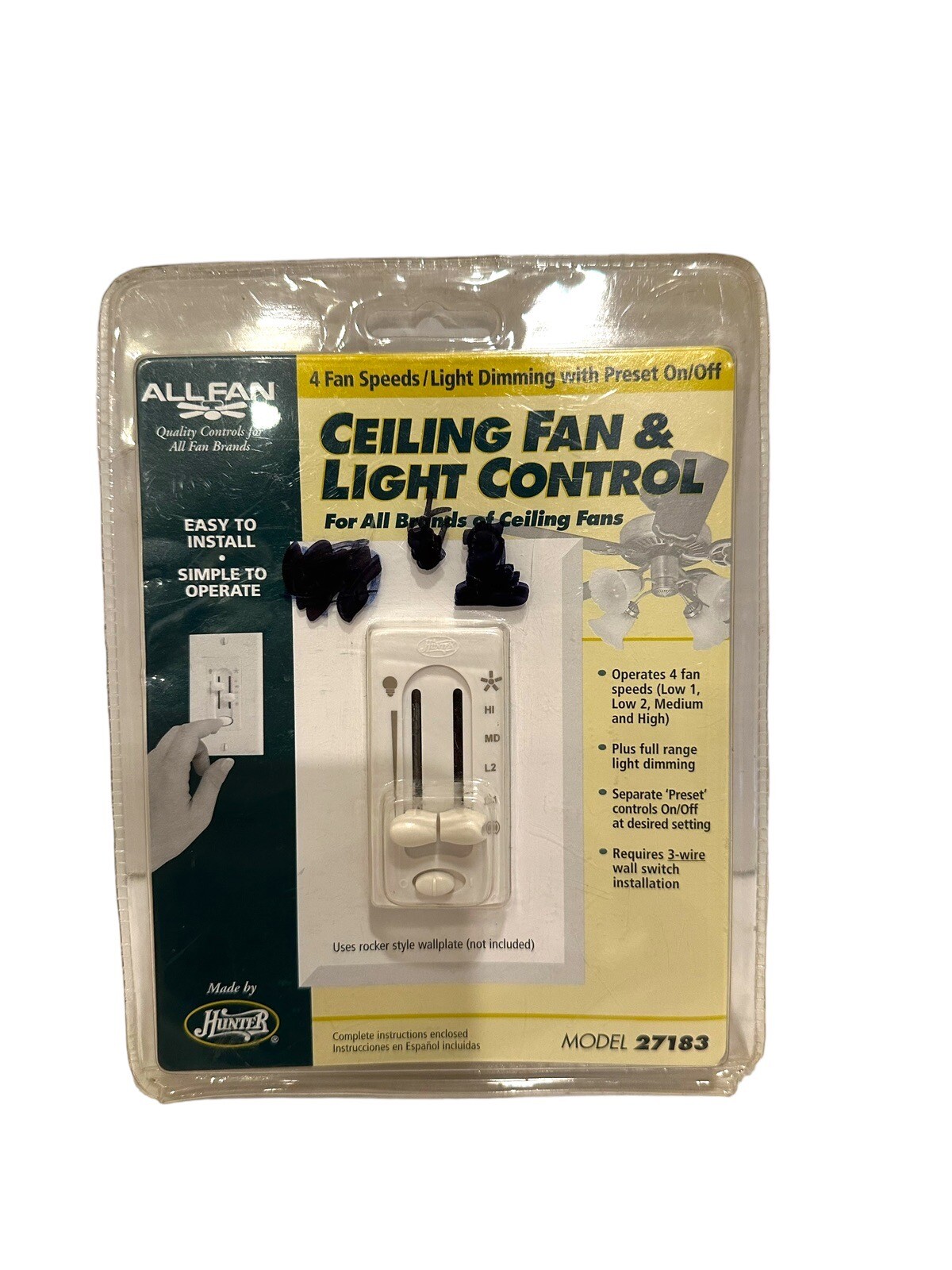 How To Install A Hunter Ceiling Fan And Light Control Switch | Shelly ...