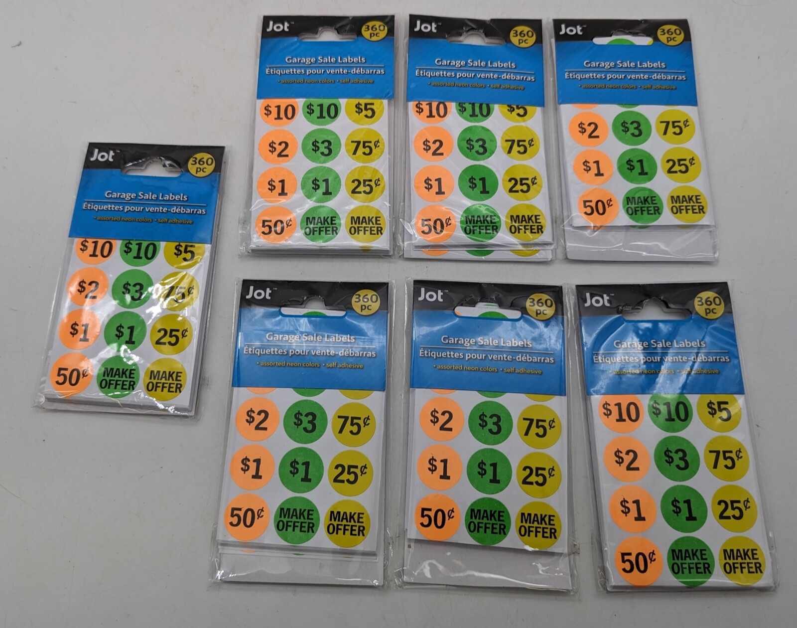 7 Packages Jot Garage Sale Labels Estate Price Stickers Tags 2520 Total ...